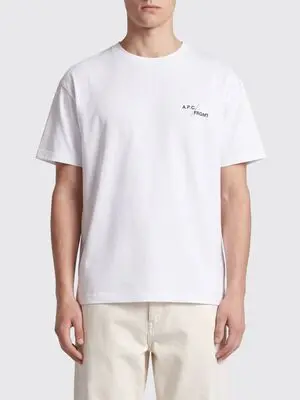 A.p.c. Cotton T-shirt With Contrast Logo And Dropped Shoulders - White