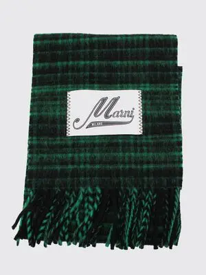 Marni Check Wool And Mohair Blend Scarf With Applied Logo - Fa01