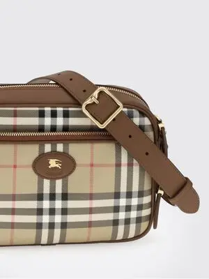 Burberry Check Cotton Cross-body Bag With Embroidered Ekd Logo