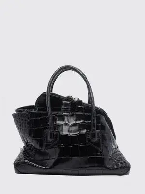 Attico La Passeggiata Croc-effect Calfskin Mini Handbag - Black