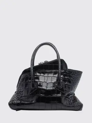 Attico La Passeggiata Croc-effect Calfskin Mini Handbag - Black