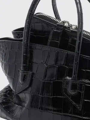 Attico La Passeggiata Croc-effect Calfskin Mini Handbag - Black