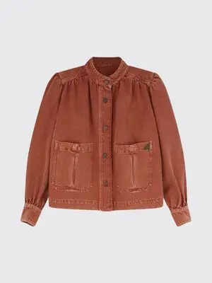 Chloé Cropped Denim Jacket With High Neck And Ruched Shoulders