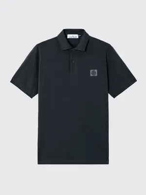 Stone Island Slim Fit Cotton Short-sleeved Polo Shirt With Compass Logo Patch - Navy