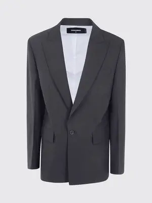 Dsquared2 Single-breasted Wool Blend Blazer With Peak Lapels And Flap Pockets