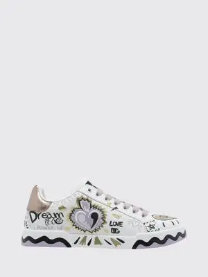 Dolce & Gabbana Portofino Calf Leather Sneakers With Graphic And Slogan Print