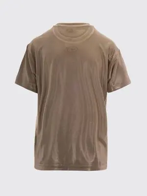 DIESEL® Laminated Technical Viscose T-shirt With Oval D Logo And Dropped Shoulders