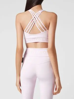 PLEIN SPORT Cropped Sports Jersey Top With Thin Straps - Pink