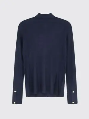 Max Mara Slim Fit Polo Jumper In Pure Virgin Wool - Blue