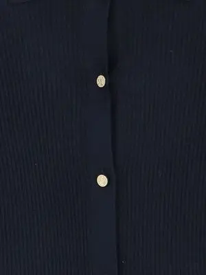 Max Mara Slim Fit Polo Jumper In Pure Virgin Wool - Blue