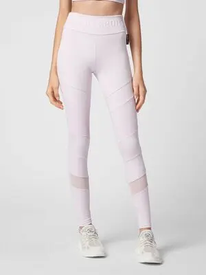 PLEIN SPORT High-waisted Stretch Technical Fabric Leggings With Mesh Inserts - Pink