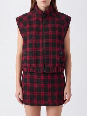 Pinko High Neck Tartan Wool Blend Vest
