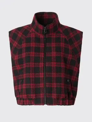 Pinko High Neck Tartan Wool Blend Vest
