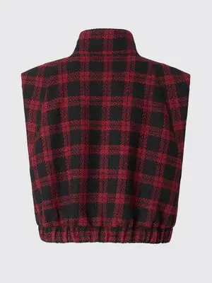 Pinko High Neck Tartan Wool Blend Vest