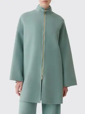 Fabiana Filippi Knee-length Single-breasted Coat In Virgin Wool With Zip Closure - Green