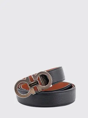 FERRAGAMO Gancini Adjustable And Reversible Hammered Leather Belt