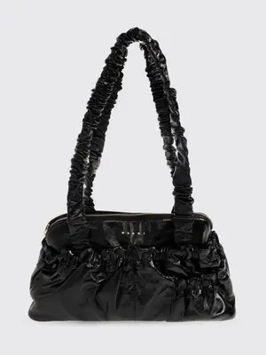 Marni Ruched Calfskin Leather Shoulder Bag With Double Handle