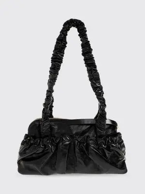 Marni Ruched Calfskin Leather Shoulder Bag With Double Handle