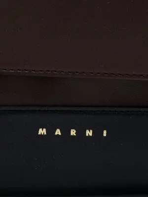Marni Bi Calfskin Leather Shoulder Bag With Flap And Top Handle