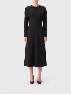 Victoria Beckham Dolman Midi Dress In Viscose Blend With Long Sleeves - Black