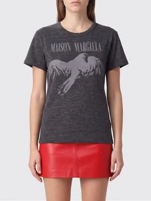 MAISON MARGIELA Slim Fit Cotton T-shirt With Contrasting Front Graphic Print - Grey
