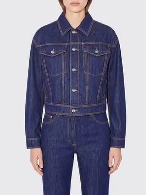 Versace Cotton Denim Jacket With Contrast Stitching And Patch Pockets