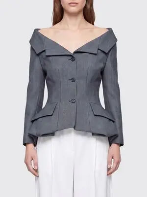 Magda Butrym Cropped Virgin Wool Corset Blazer With Peak Lapels