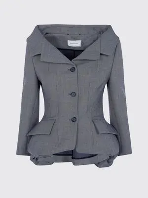 Magda Butrym Cropped Virgin Wool Corset Blazer With Peak Lapels
