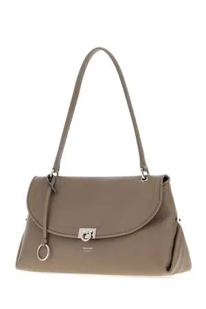 FERRAGAMO Dove Grey Leather Sofia 2026 Handbag