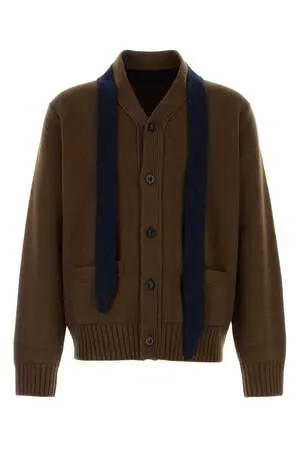Sacai Wool Cardigan With Shawl Collar