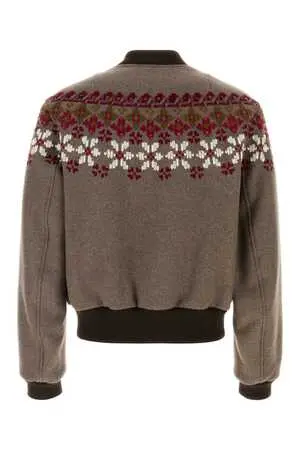 Dries Van Noten Mud Wool Blend Valtor Bomber Jacket