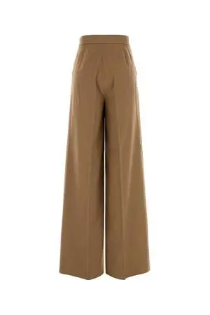 Max Mara Camel Flannel Wide-leg Pants