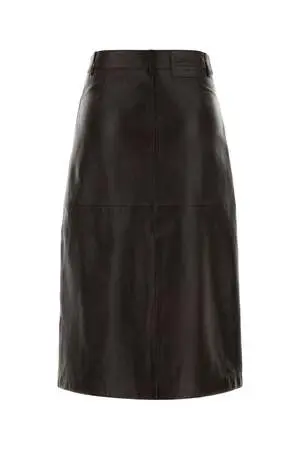 Max Mara Gita Leather Skirt - Brown