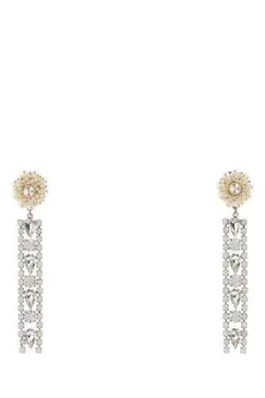 Alessandra Rich Embellished Metal Earrings - Silver