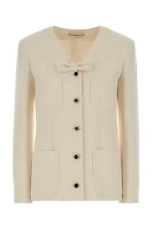 Alessandra Rich Ivory Boucle Blazer - White