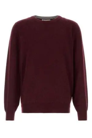 Brunello Cucinelli Brunello Cucinelli Men Melange Burgundy Cashmere Sweater Red