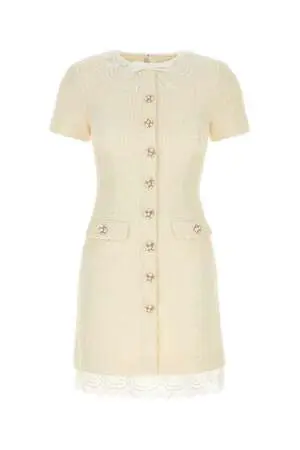 SELF-PORTRAIT Ivory Boucle Mini Dress - White
