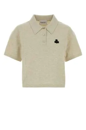 Isabel Marant Étoile Melange Grey Cotton Blend Althea Polo Shirt - Brown