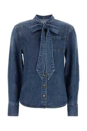 SELF-PORTRAIT Denim Shirt - Blue