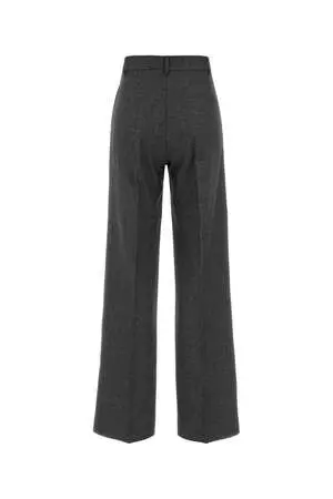 Andamane Dark Grey Twill Wide-leg Pants - Gray