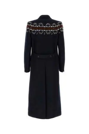 Dries Van Noten Navy Wool Blend Coat