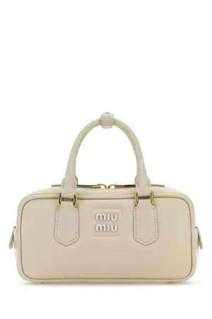 Miu Miu Chalk Leather Arcadie Handbag - White