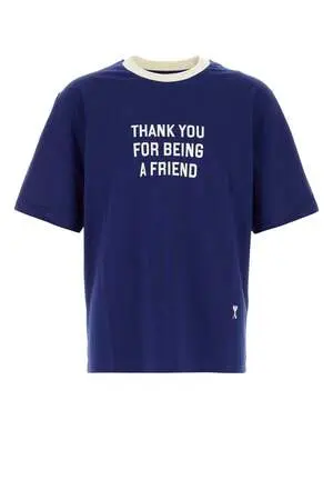 AMI Paris Ami Men Blue Cotton T-Shirt Blue