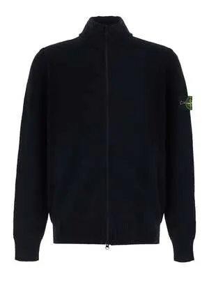 Stone Island Boucley Sweater With Crew Neck And Long Sleeves In Black Tech Fabric For - Multicolor