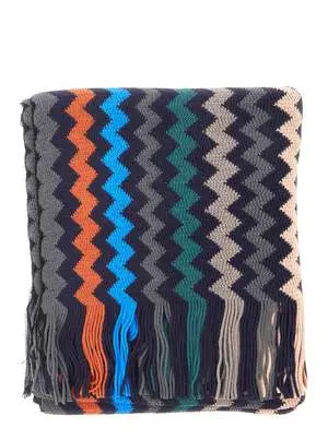 Missoni Scarf With All-over Zig Zag Motif And Fringed Edge In Wool And Fabric Blend For - Multicolor