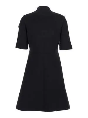 Moncler Black Dress With Logo Patch Applied On The Sleeve In Cotton Blend - Multicolor
