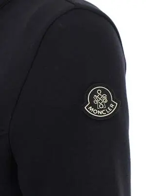 Moncler Black Dress With Logo Patch Applied On The Sleeve In Cotton Blend - Multicolor