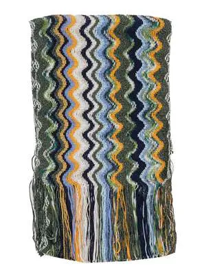 Missoni Scarf With Multicolored Motif And Fringes In Tech Fabric - Multicolor