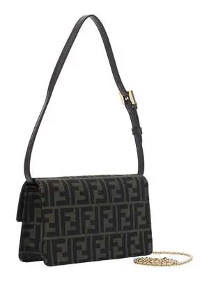 Fendi Ff Jacquard Wallet On Chain - Brown