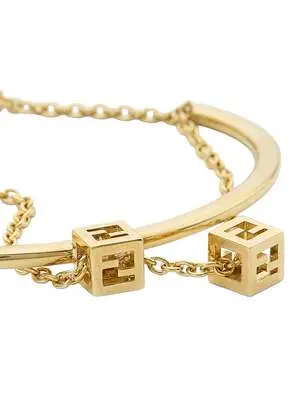Fendi Gold Tone Metal Bracelet With Charm Details - Multicolor